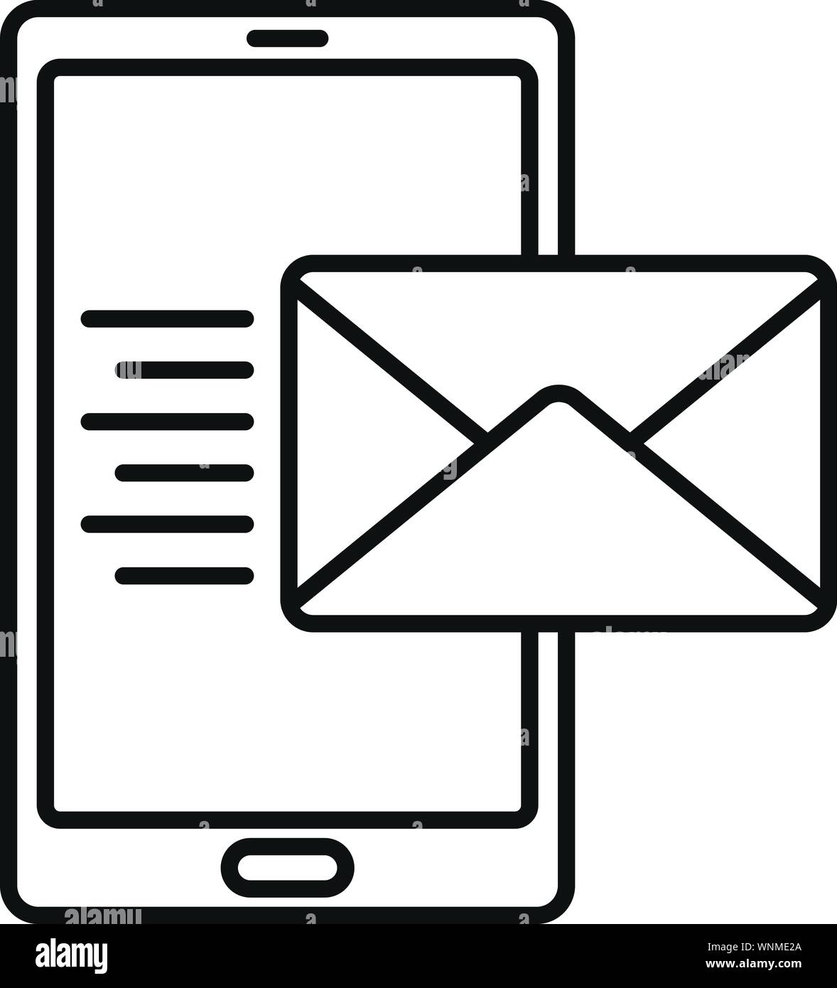 Smartphone mail inbox icon. Outline smartphone mail inbox vector icon ...