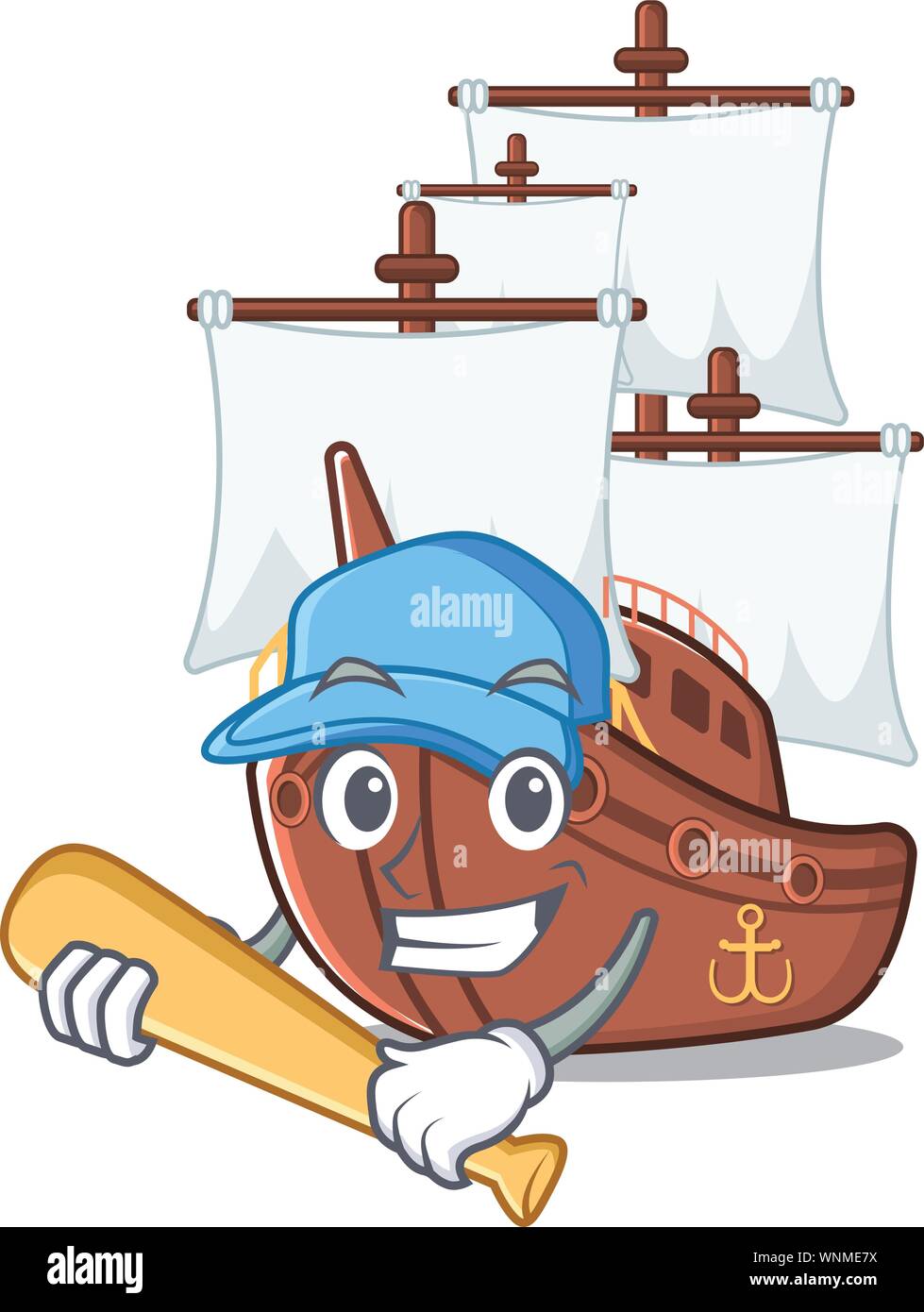Playing baseball pirate ship isolated with the cartoon Stock Vector ...