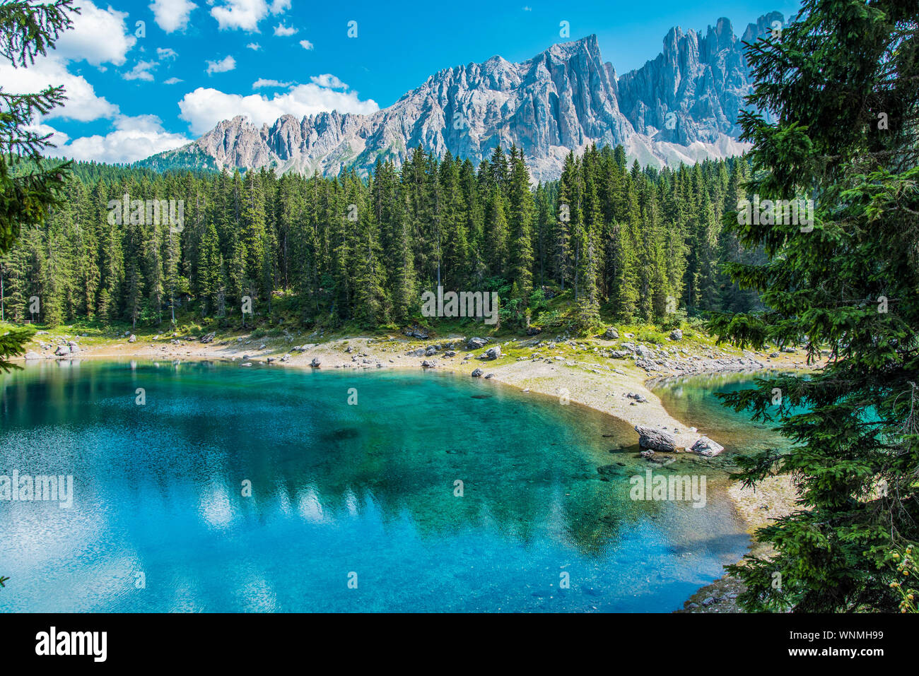 Emotions of colors on Lake Carezza. Dolomites, Italy Stock Photo - Alamy