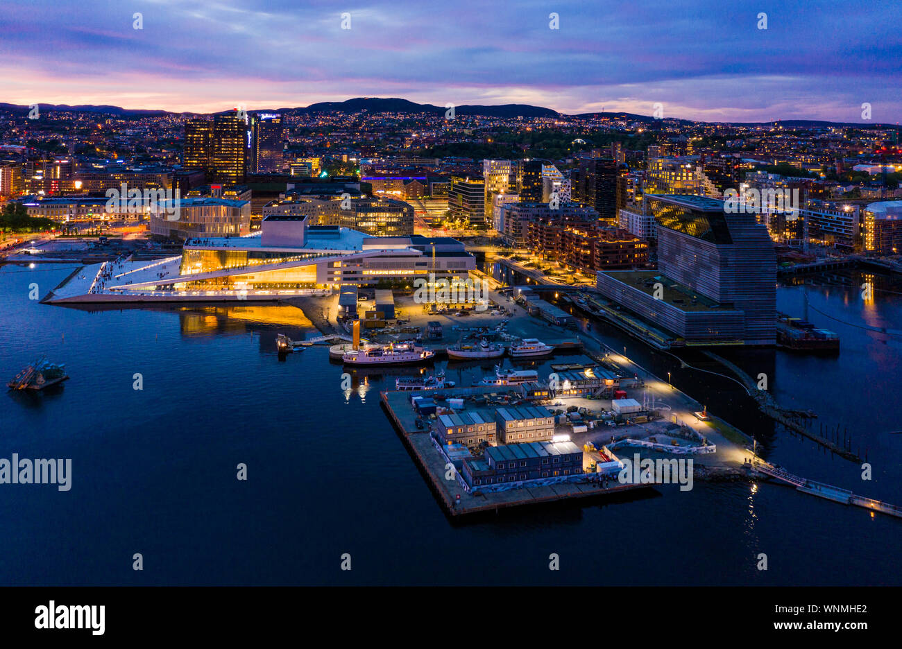 Aerial view of the Oslo Opera House just after sunset Stock Photo - Alamy