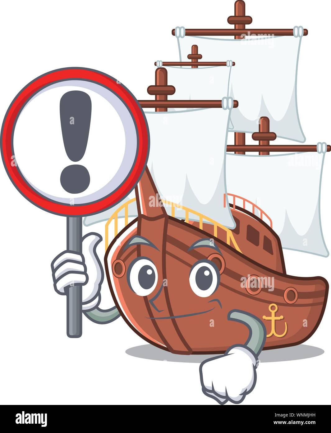 With sign pirate ship isolated with the cartoon Stock Vector Image ...