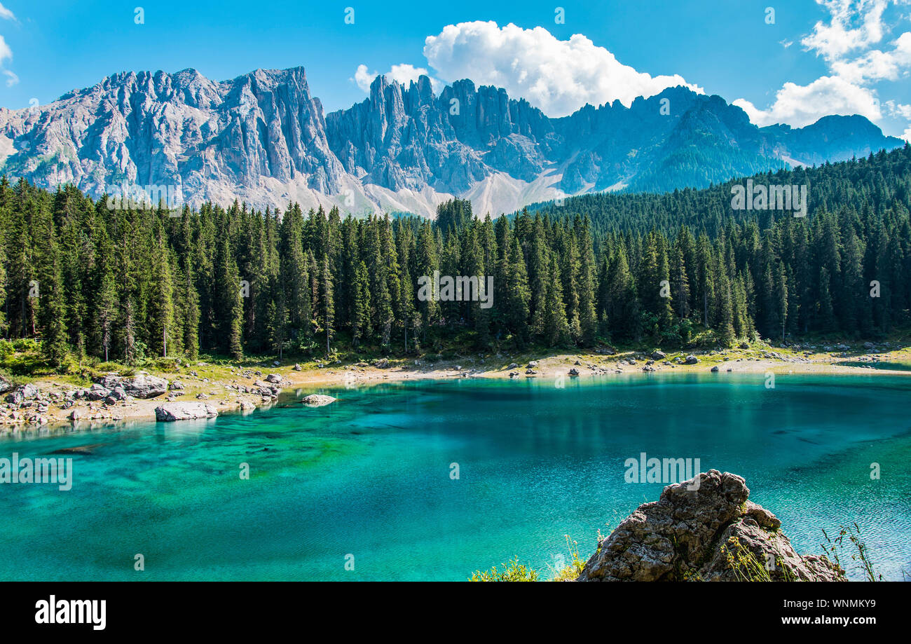 Emotions of colors on Lake Carezza. Dolomites, Italy Stock Photo - Alamy
