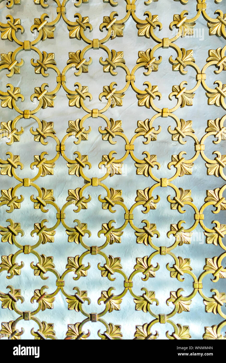 Detailed and beautiful wrought-iron pattern on a door, Harlem, New York ...