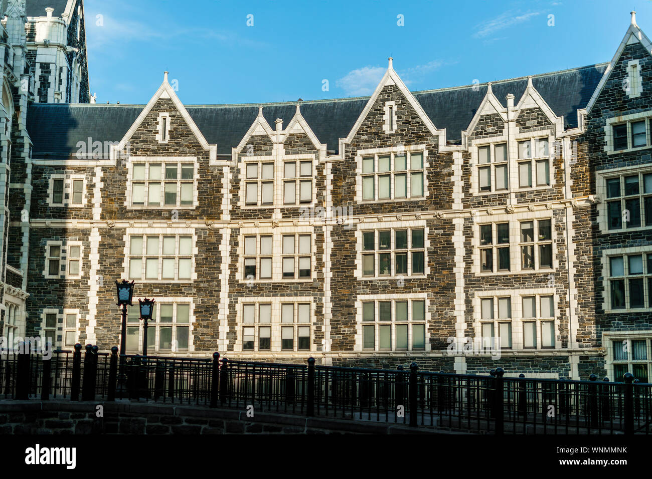 Facade of abeautiful, old-fashioned building, Harlem, New York City ...