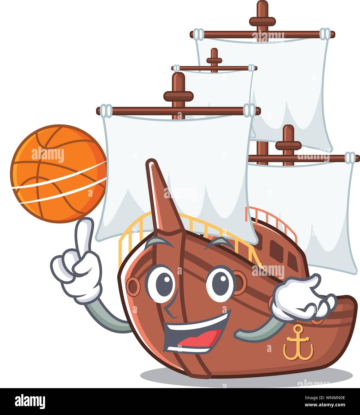 With basketball pirate ship isolated with the cartoon Stock Vector ...