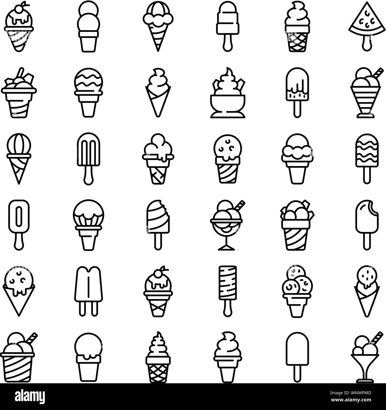 Ice cream icons set, outline style Stock Vector Image & Art - Alamy