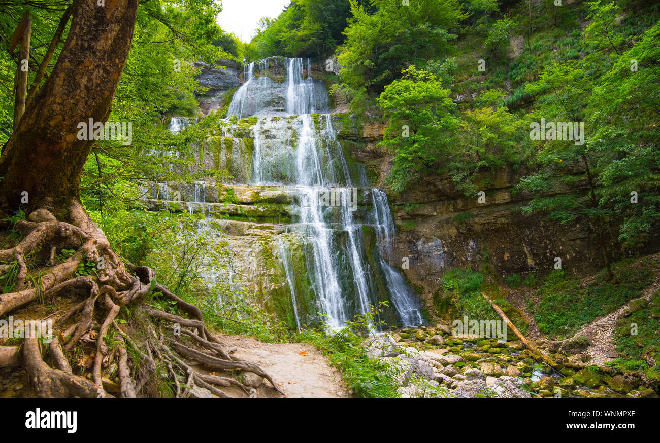 waterfalls Cascades de Herisson in the Franche Comté area in France ...