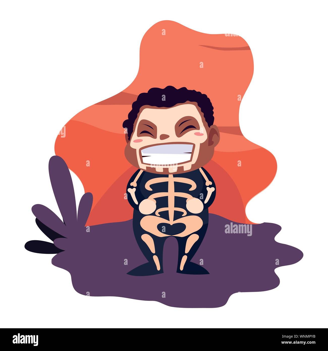 boy skeleton costume halloween celebration vector illustration Stock ...