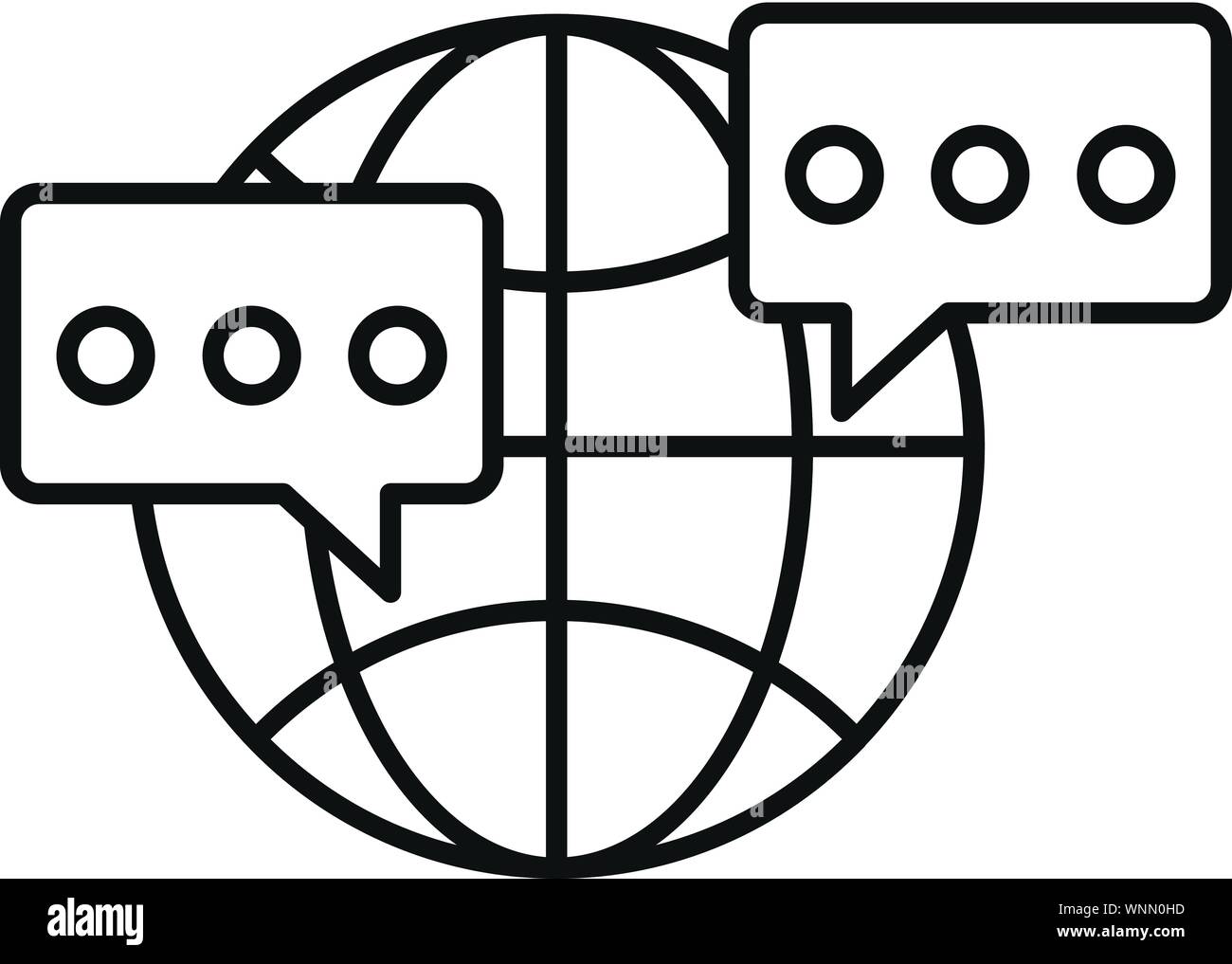 Global sms chat icon. Outline global sms chat vector icon for web ...