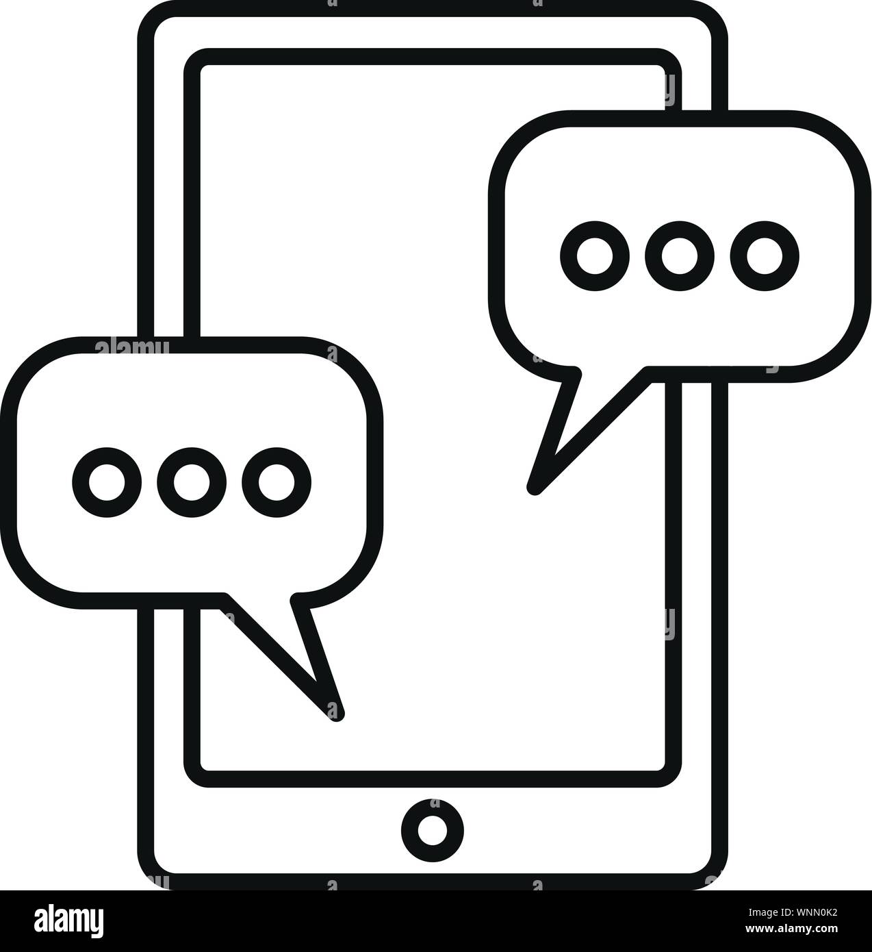Tablet sms chat icon. Outline tablet sms chat vector icon for web ...