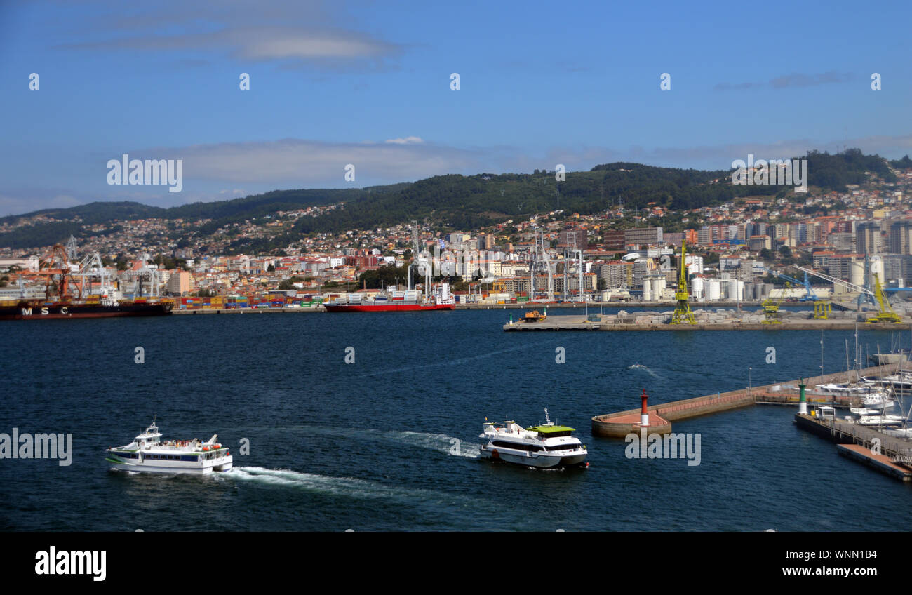 Ferries & Boats in Vigo Harbour in North West Spain, EU Stock Photo - Alamy