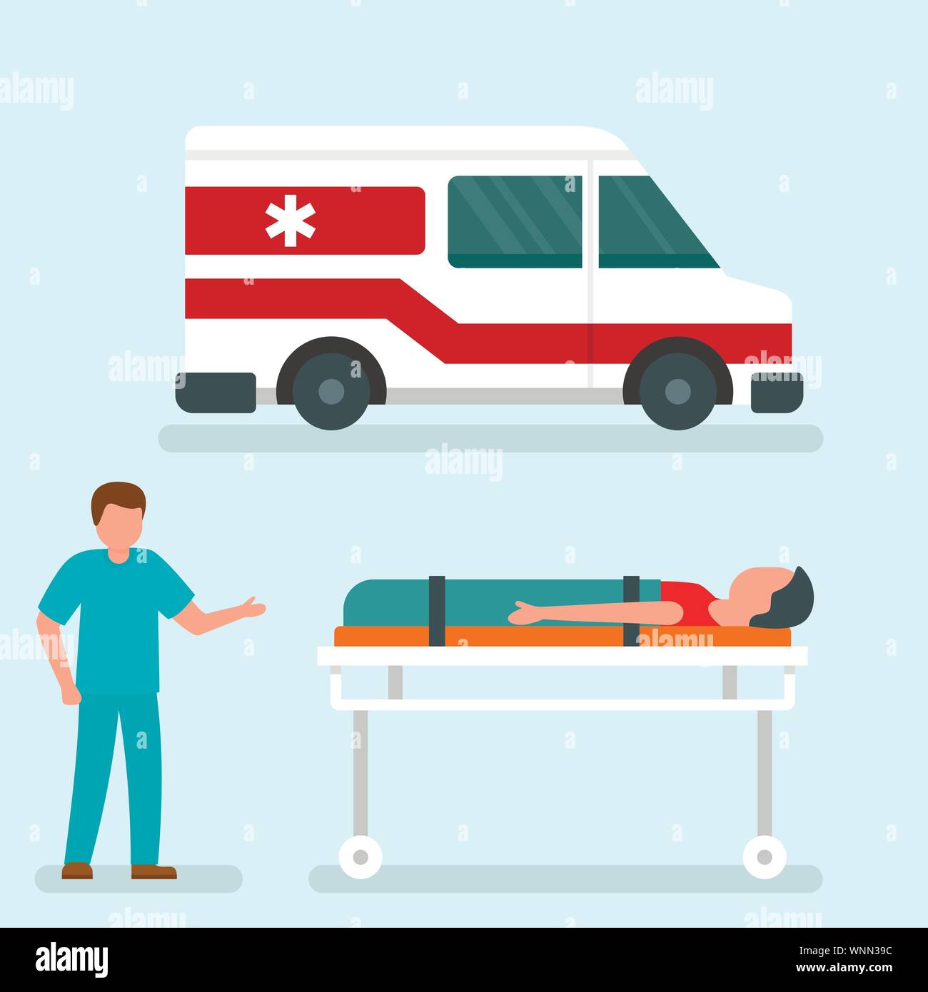 Ambulance car help concept banner. Flat illustration of ambulance car ...