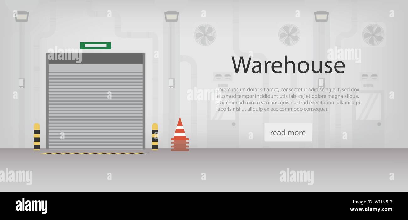 Factory interior banner with space vector illustration Stock Vector ...