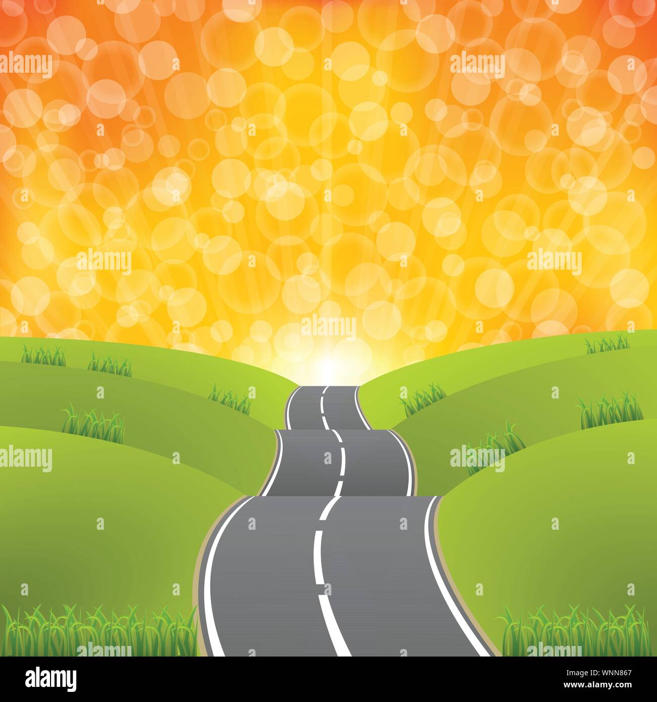 Sunset with sunbeams Stock Vector Images - Alamy