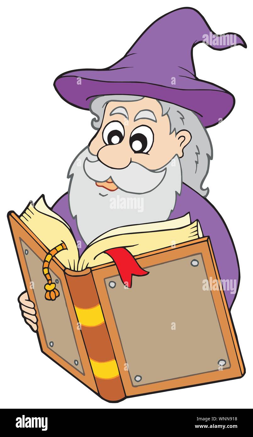 Illustration wizard reading book Cut Out Stock Images & Pictures - Alamy