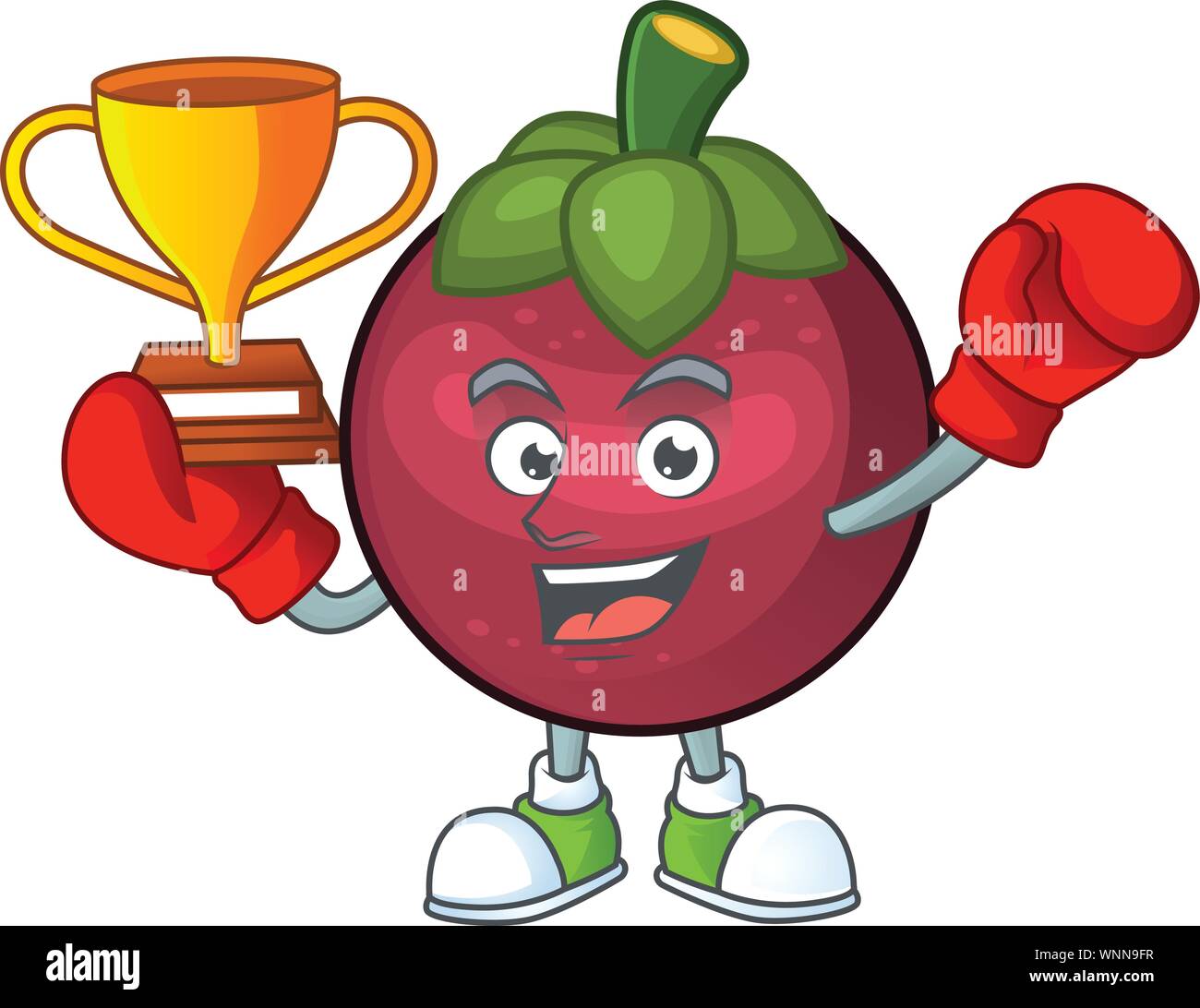 Boxing winner cartoon mangosteen isolated on white background Stock ...