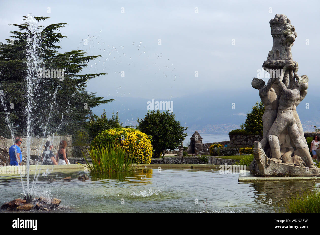 Statue and Fountain at Parque de Castrelos in Vigo, North West Spain ...