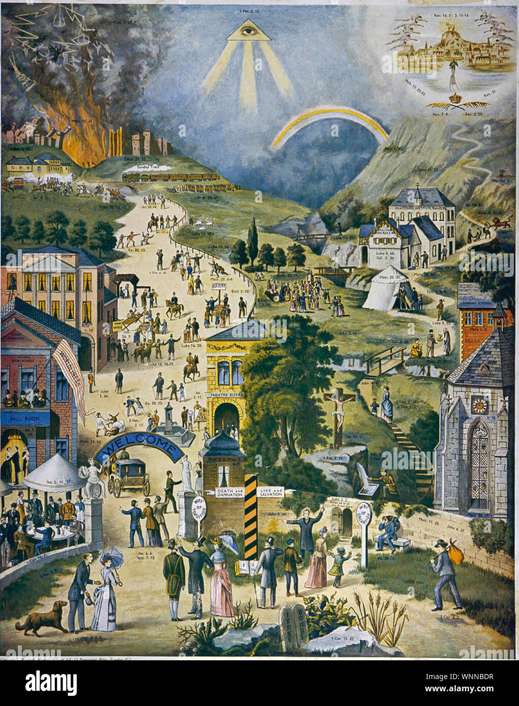 THE BROAD AND NARROW WAY Moralising print about the choices between ...