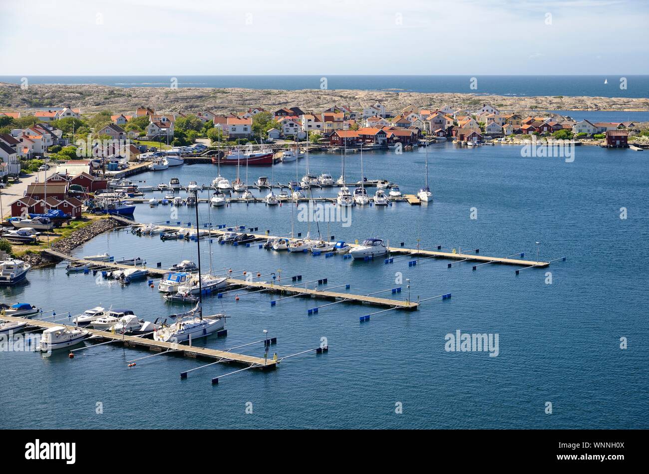 Beautiful Swedish landscape view of fishing houses at Kungshamn Stock ...