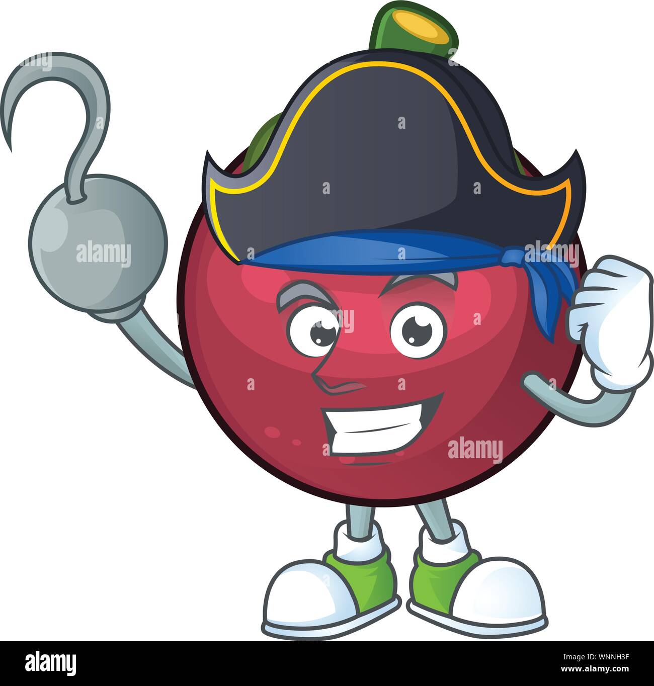 Pirate character sweet mangosteen isolated on cartoon Stock Vector ...