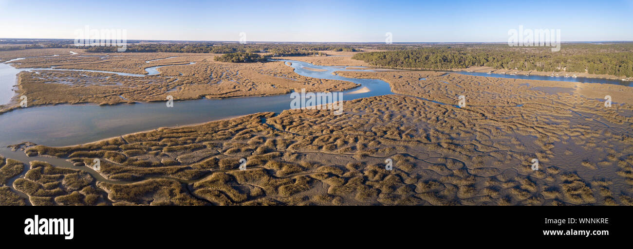 Aerial panorama of the lowcountry of South Carolina, USA Stock Photo ...