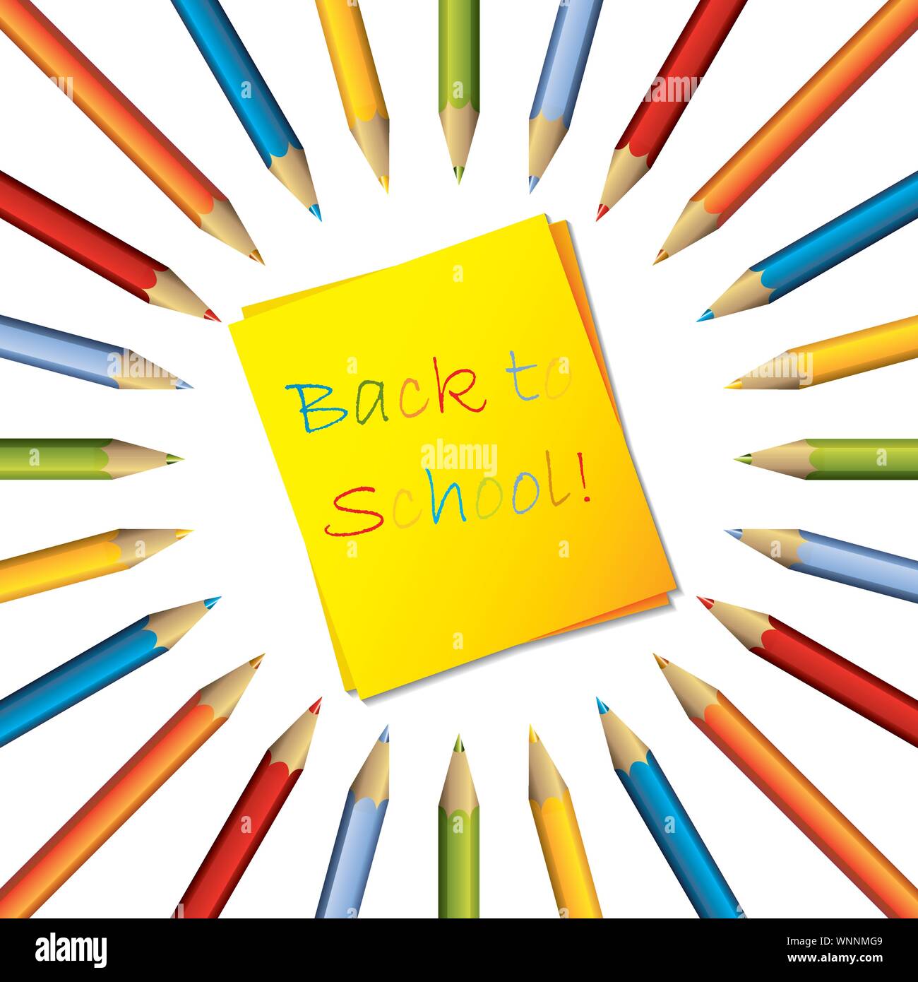 Sticky note with text and surrounding color pencils Stock Vector Image ...