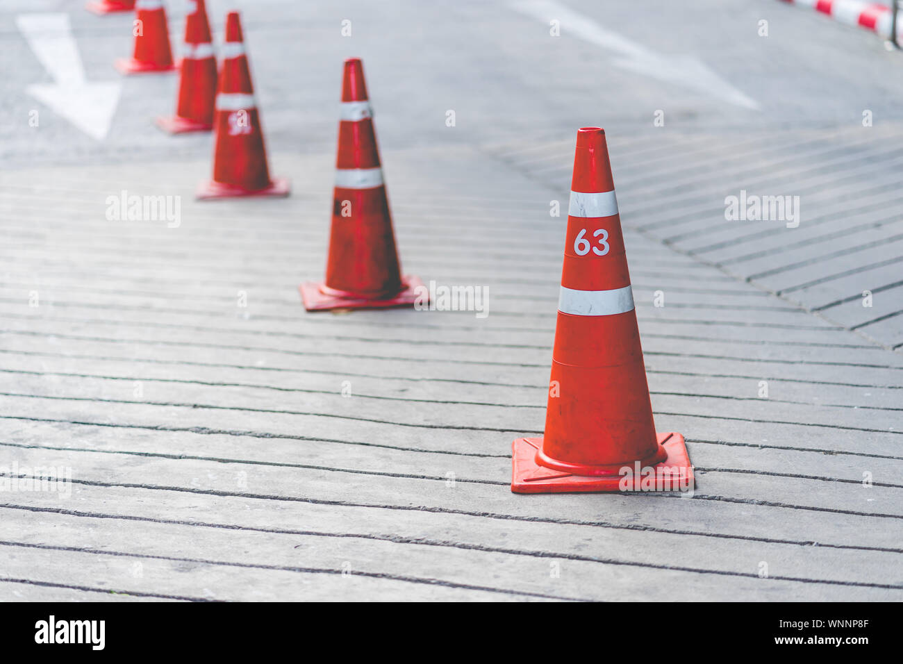 Row of street cones hi-res stock photography and images - Alamy