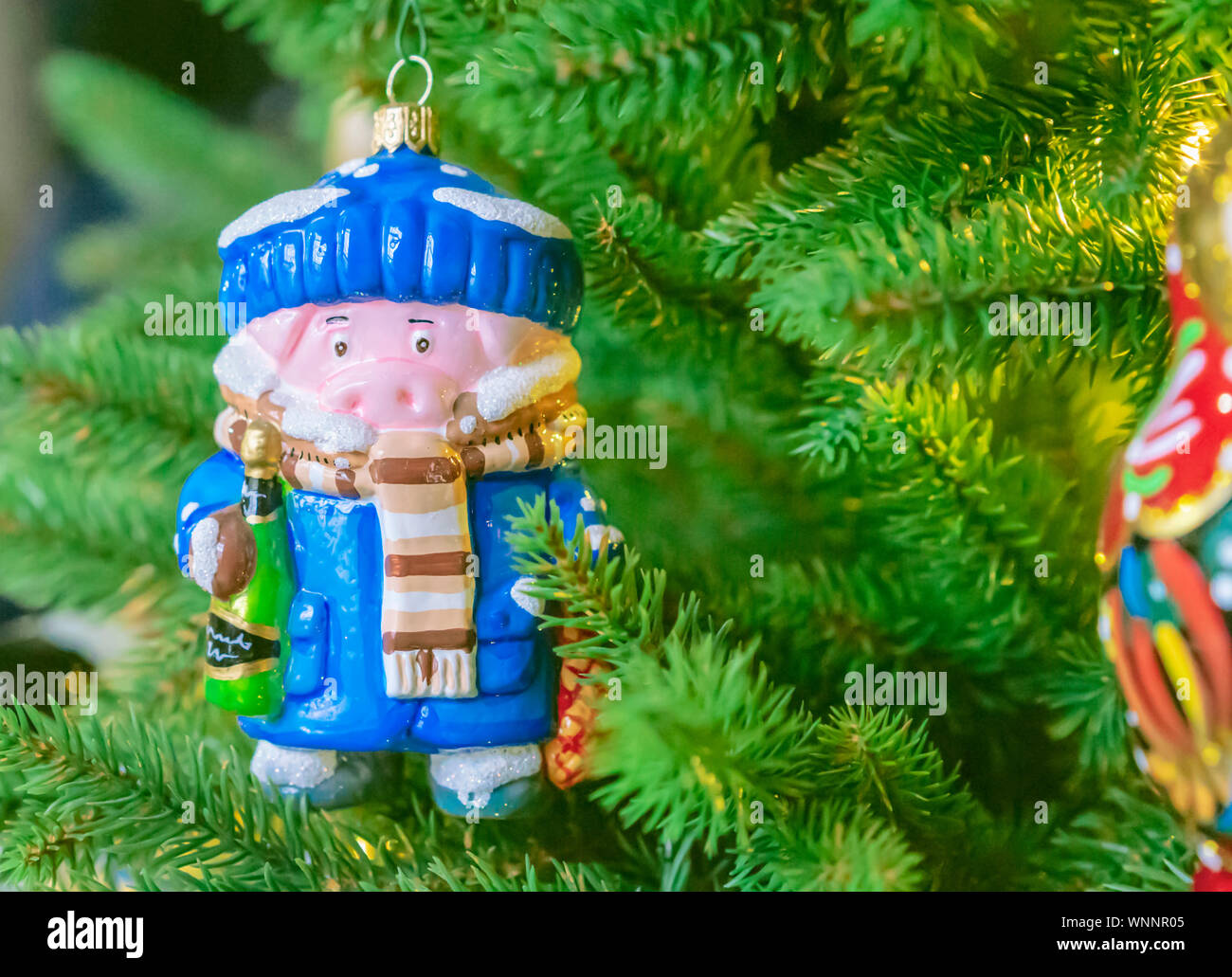 Small piggy. Symbol of year. Christmas-tree decorations Stock Photo - Alamy