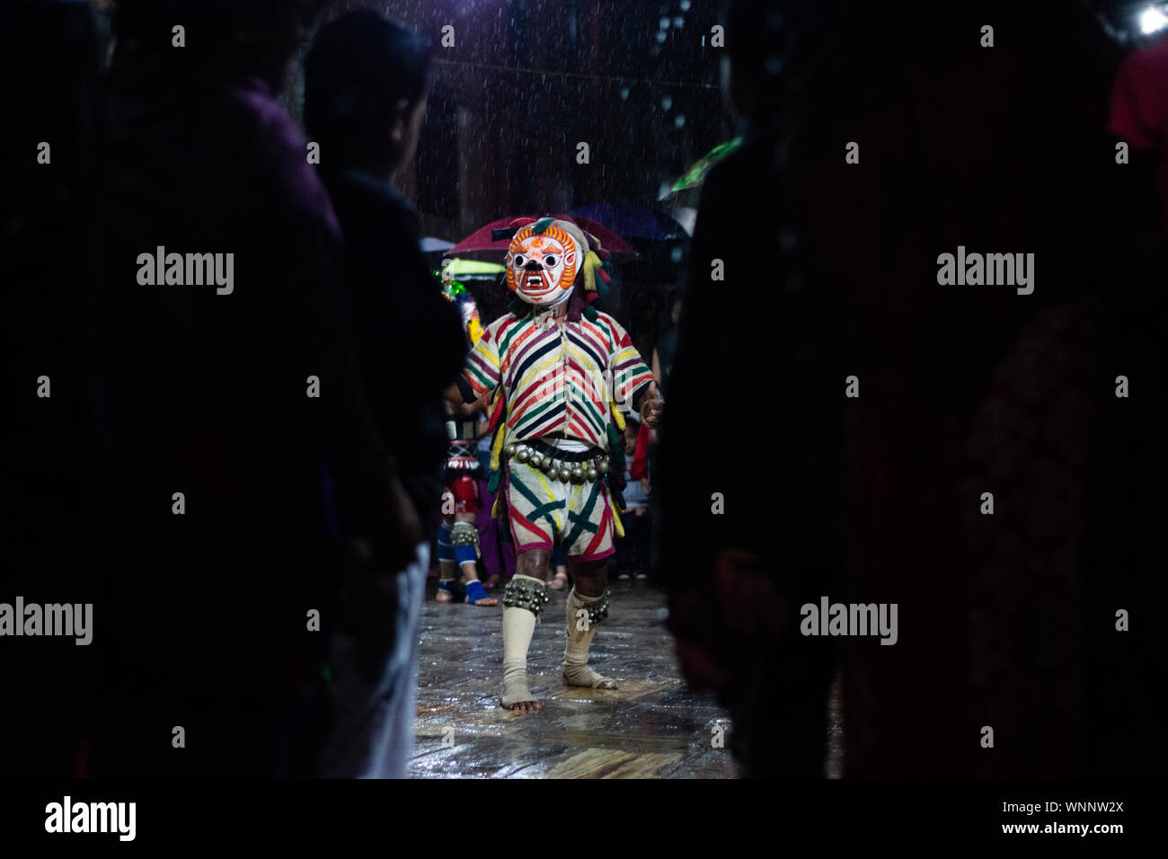Masked dancers take part in the Mahakali Naach in Nagadesh, Nepal Stock ...