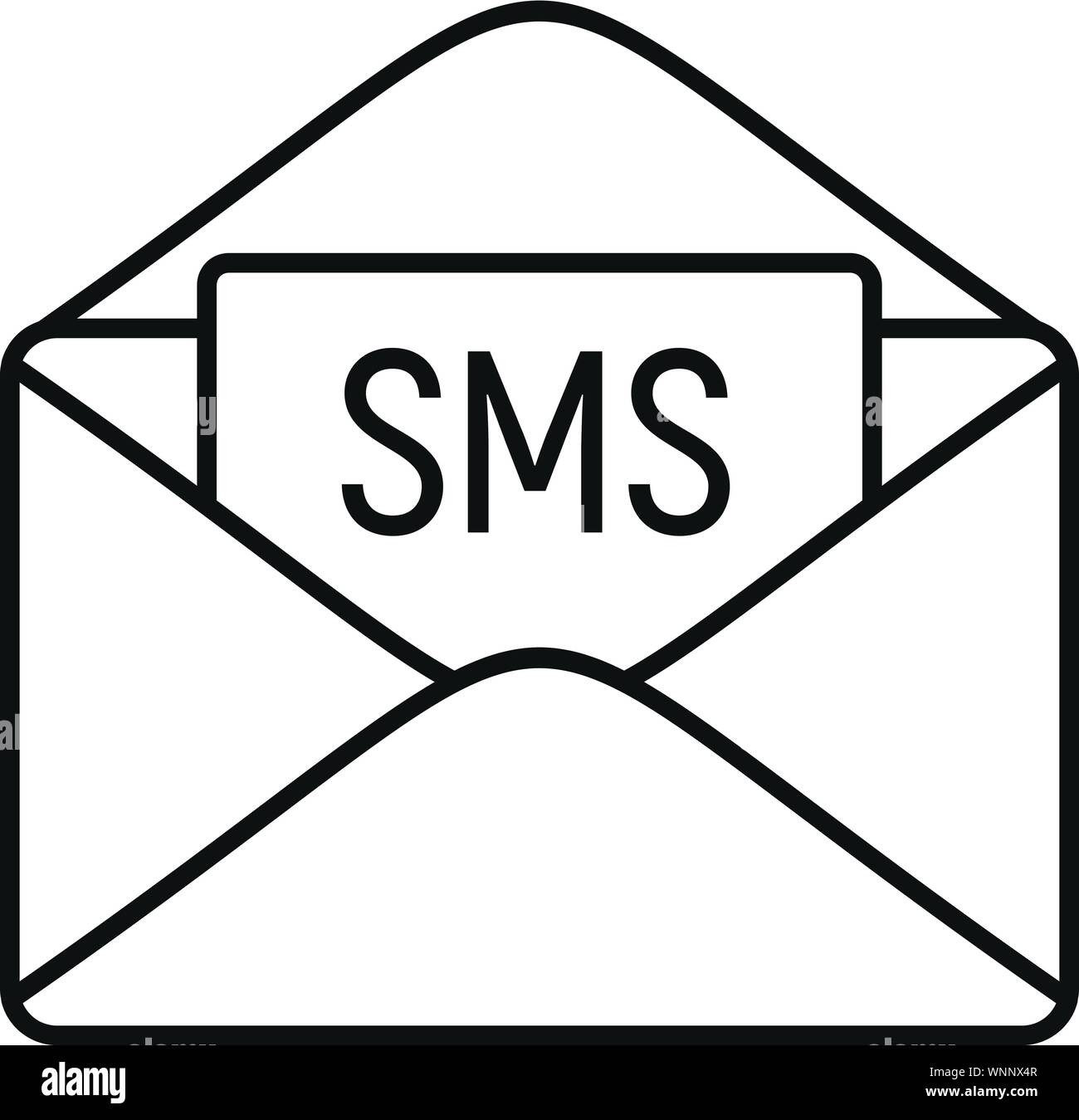 Sms inbox icon. Outline sms inbox vector icon for web design isolated ...