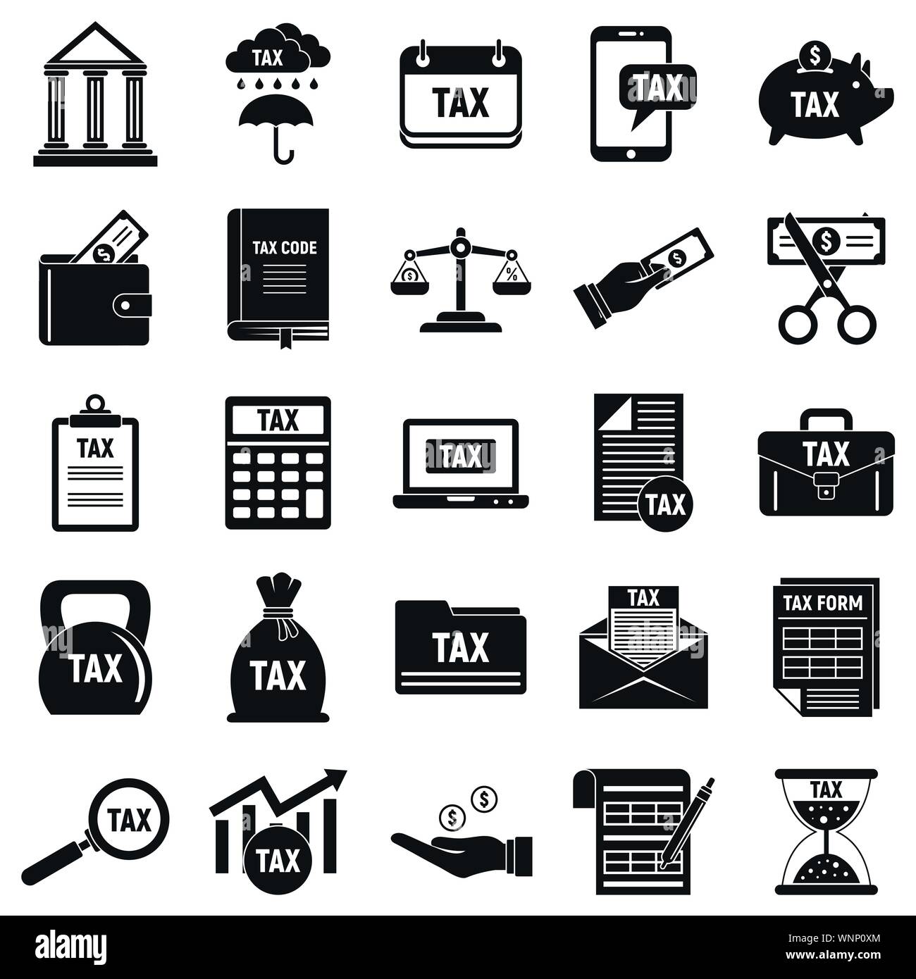 Tax form icons set. Simple set of tax form vector icons for web design ...