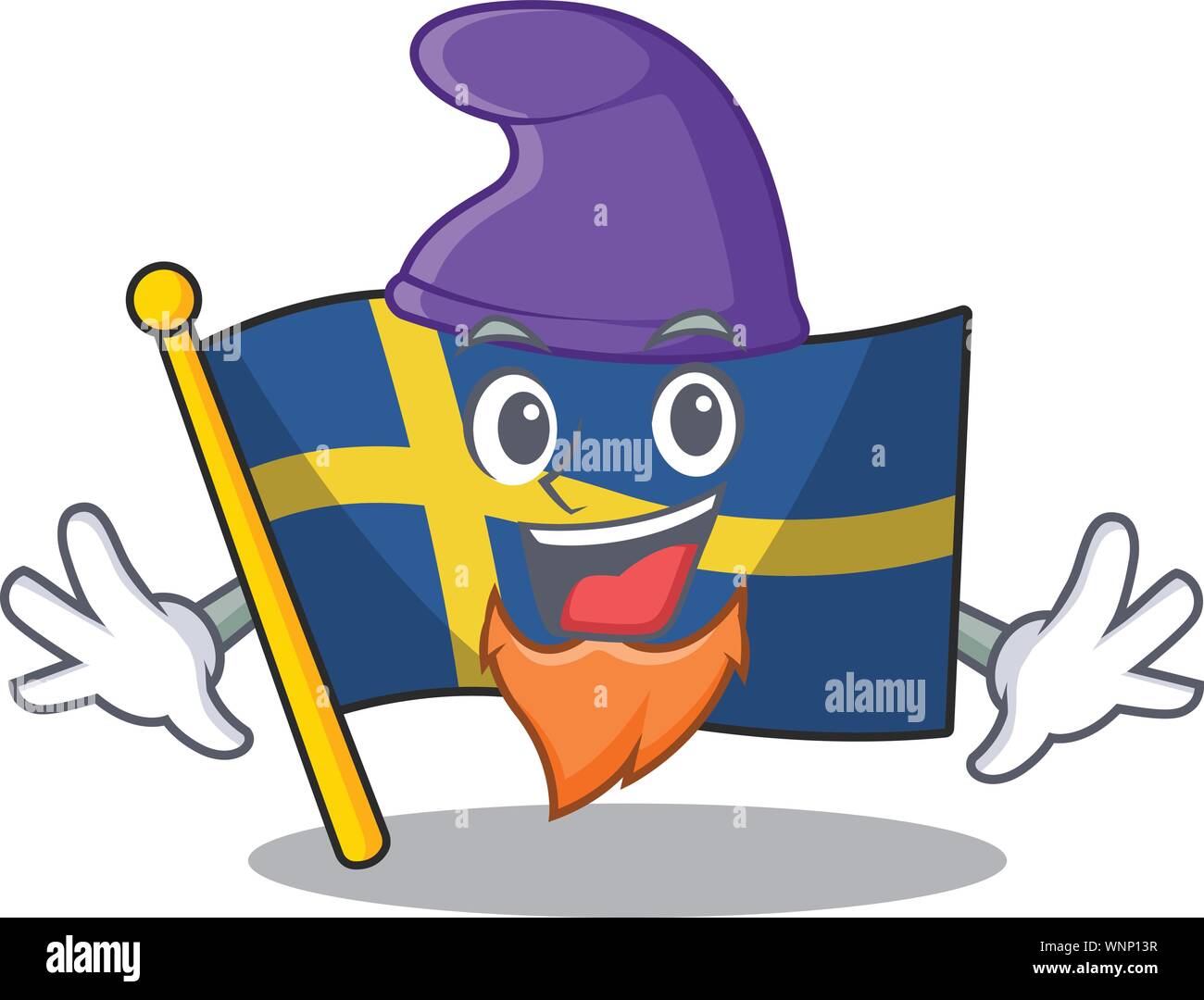 Elf flag sweden character hoisted in cartoon pole Stock Vector Image ...