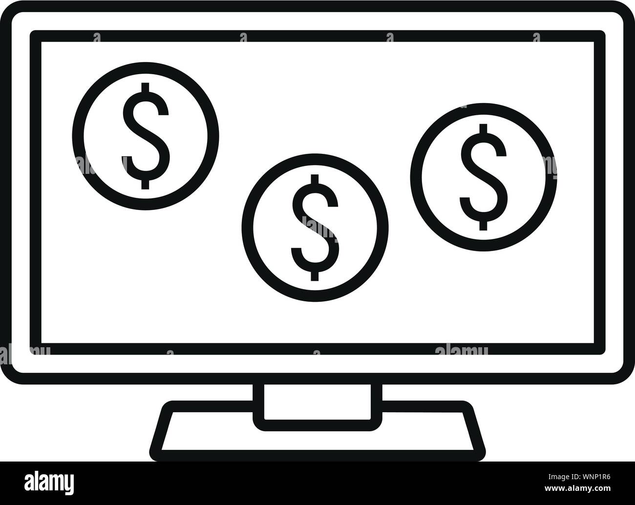 Web gold coins icon. Outline web gold coins vector icon for web design ...