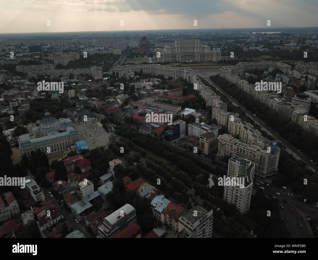 Bucharest Cityscape drone sights Romania Stock Photo - Alamy