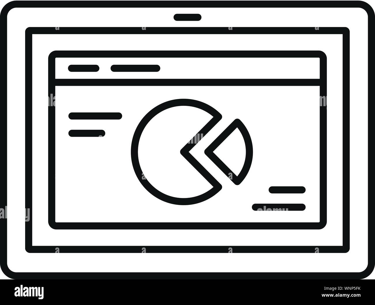 Tablet finance pie chart icon. Outline tablet finance pie chart vector ...
