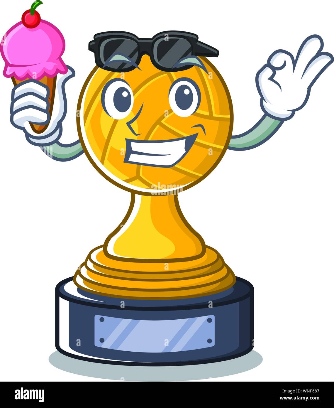 With ice cream volleyball cartoon trophy in mascot cupboard Stock ...