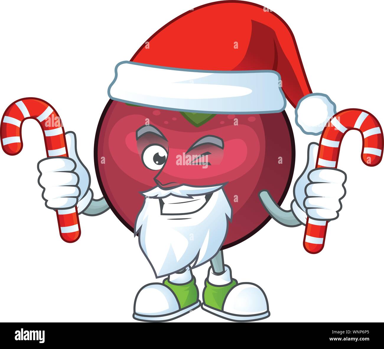 Santa with candy cartoon mangosteen isolated on white background Stock ...