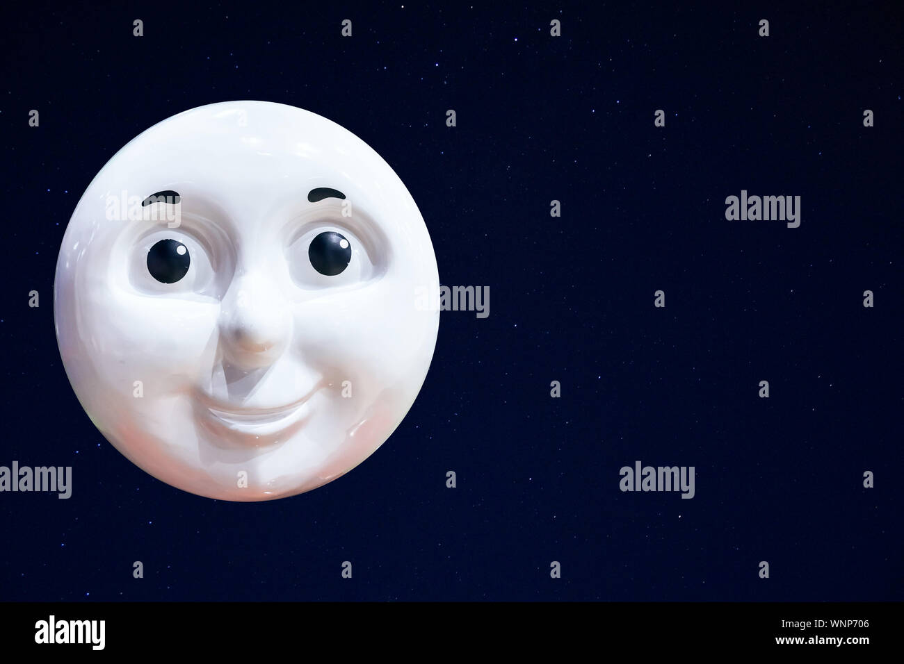 Moon in the children's style on the background of the starry sky Stock ...