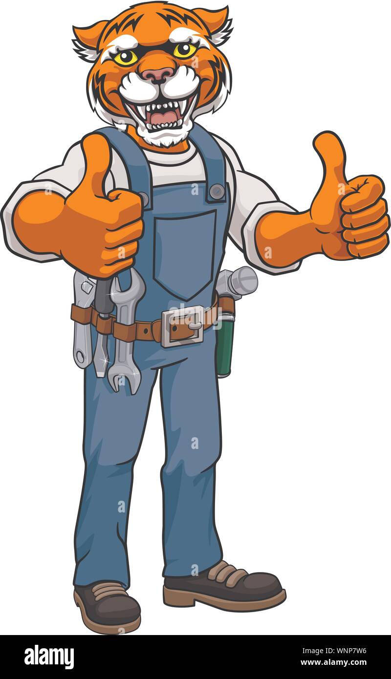 Tiger Construction Cartoon Mascot Handyman Stock Vector Image & Art - Alamy