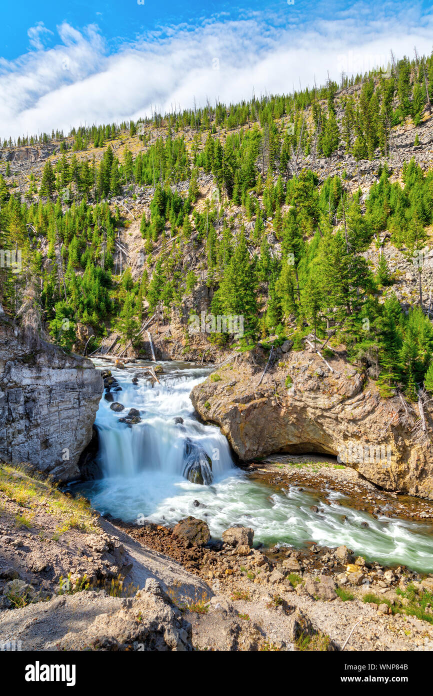 Firehole Falls on Firehole River in Yellowstone National Park, Wyoming ...