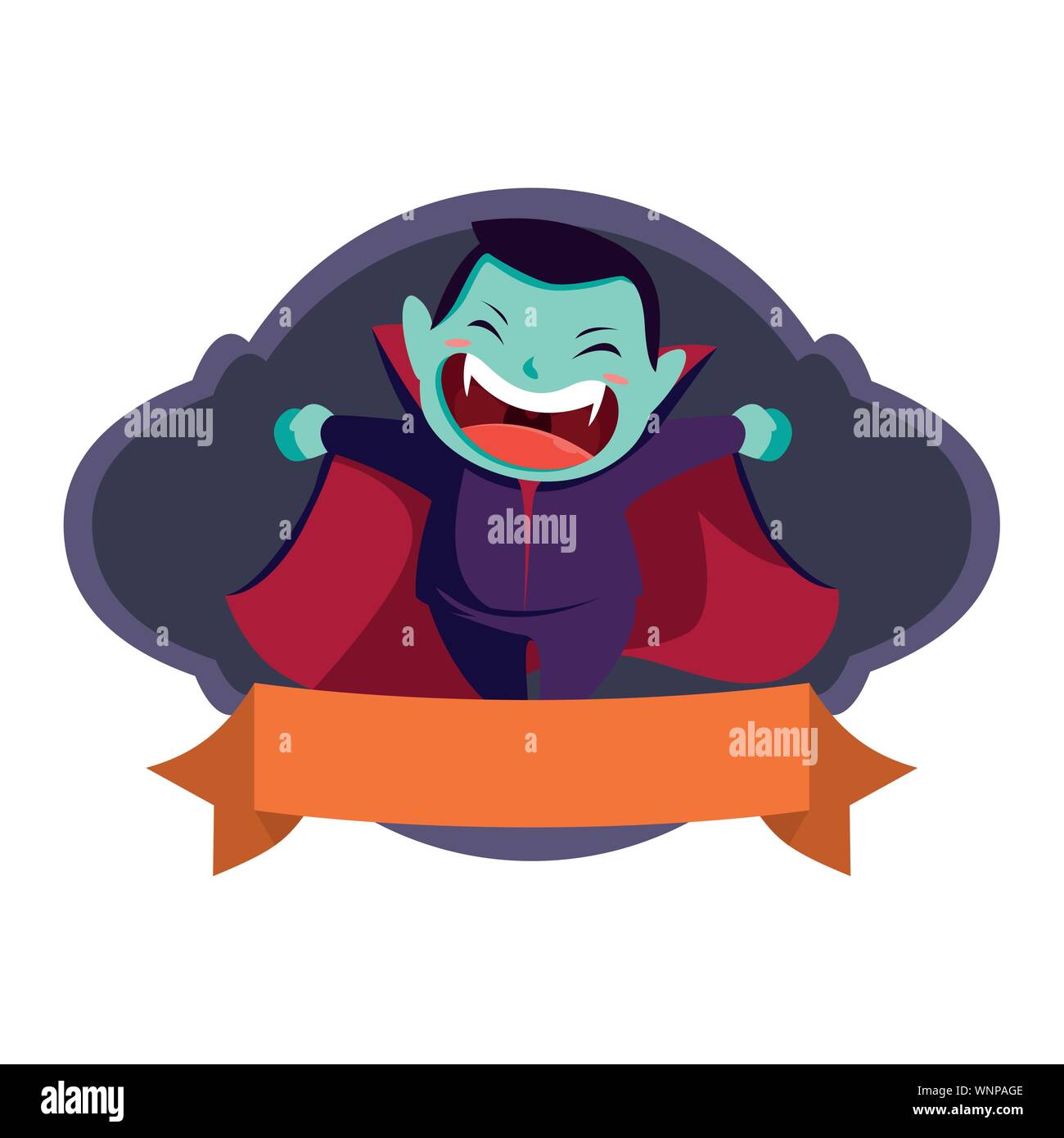 laughing boy in halloween dracula costume vector illustration Stock ...