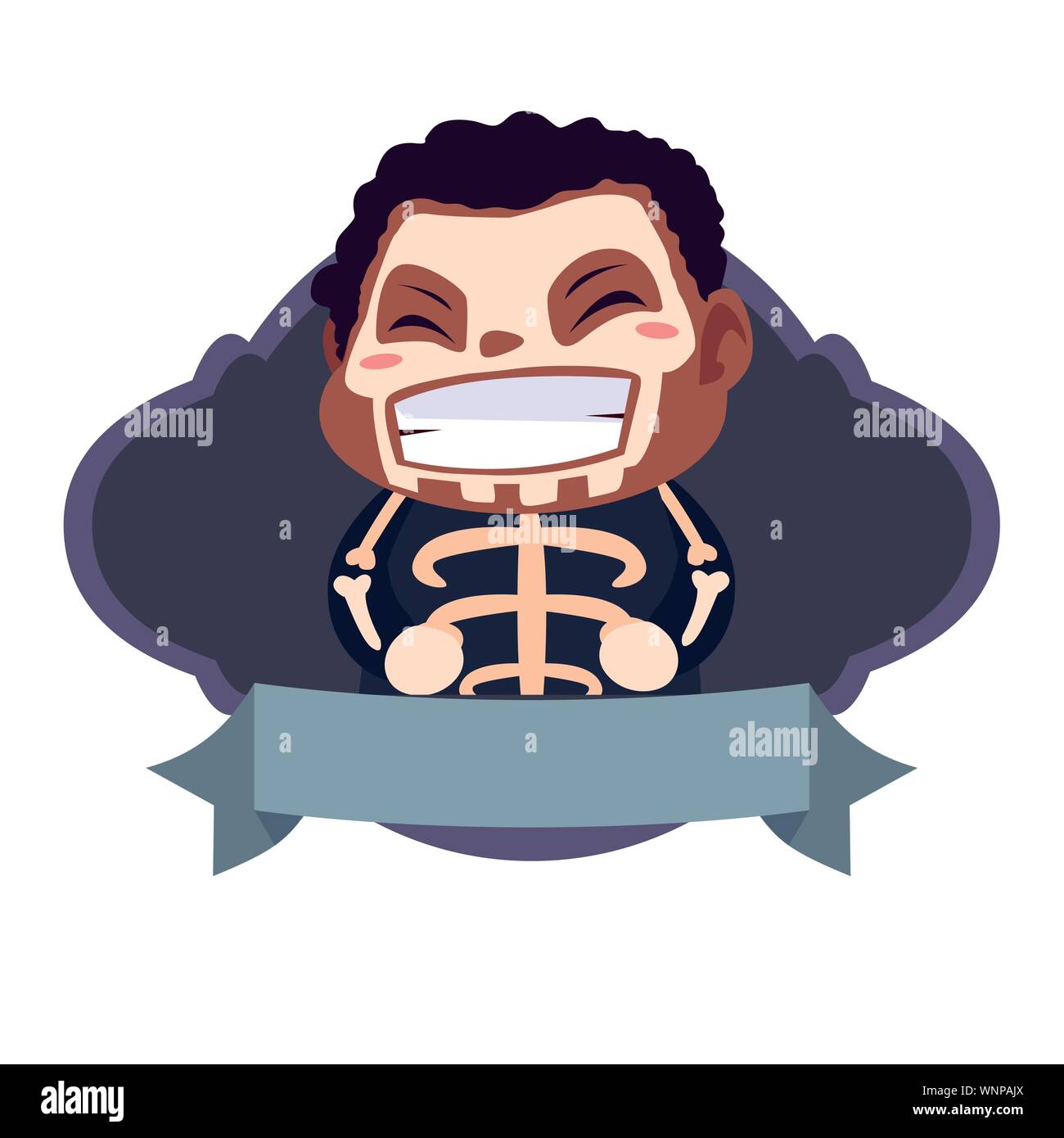 boy skeleton costume halloween celebration vector illustration Stock ...