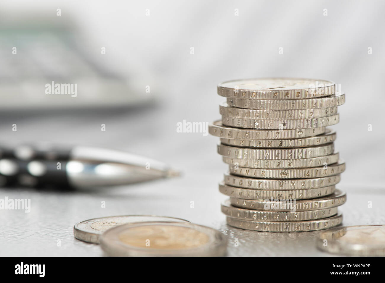 stacked coins of european currency Euro Stock Photo - Alamy