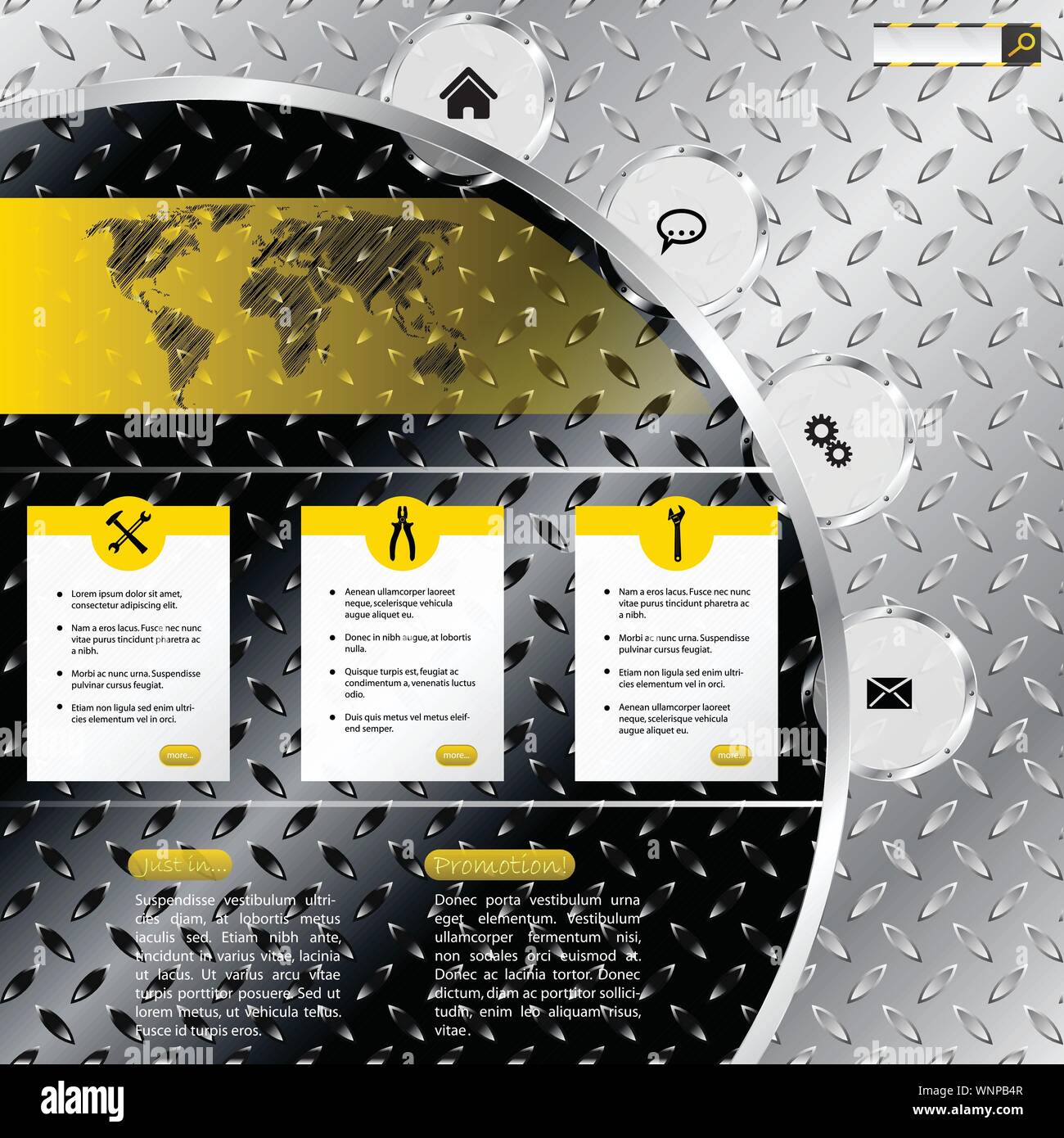 Industrial website template with metallic plate background Stock Vector ...