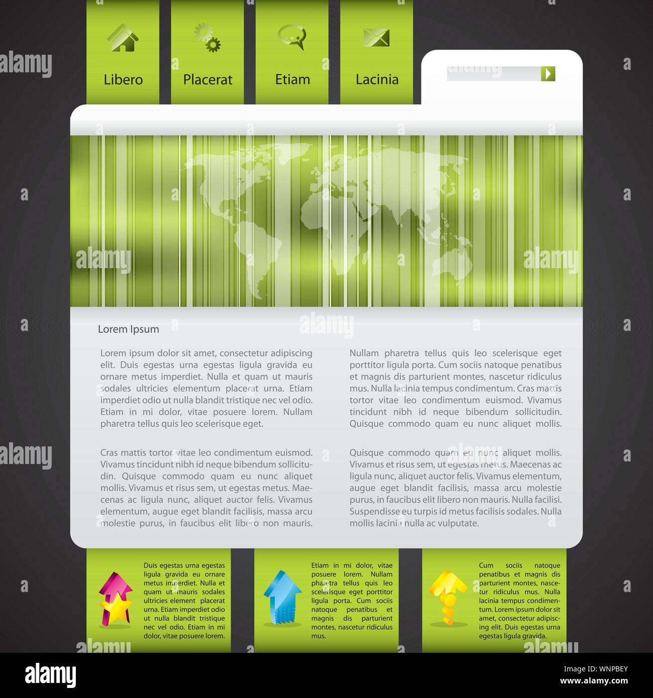 Website template design with world map Stock Vector Image & Art - Alamy