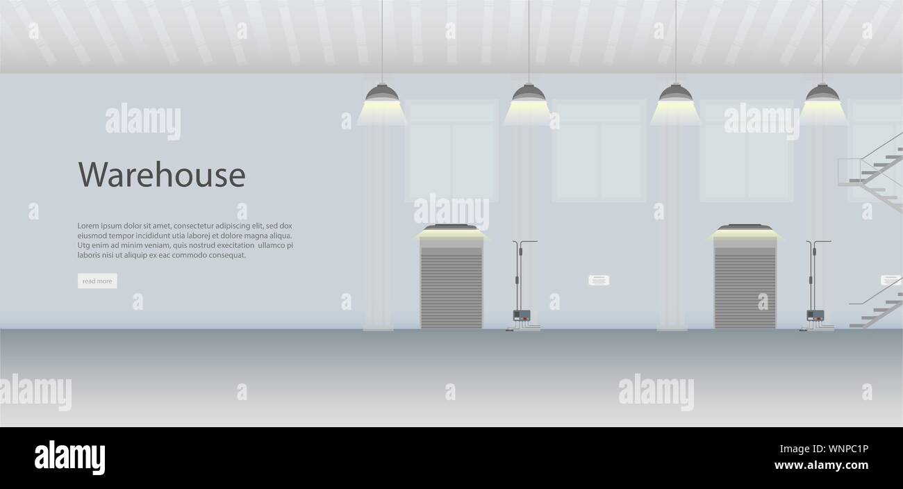 Factory interior banner with space vector illustration Stock Vector ...