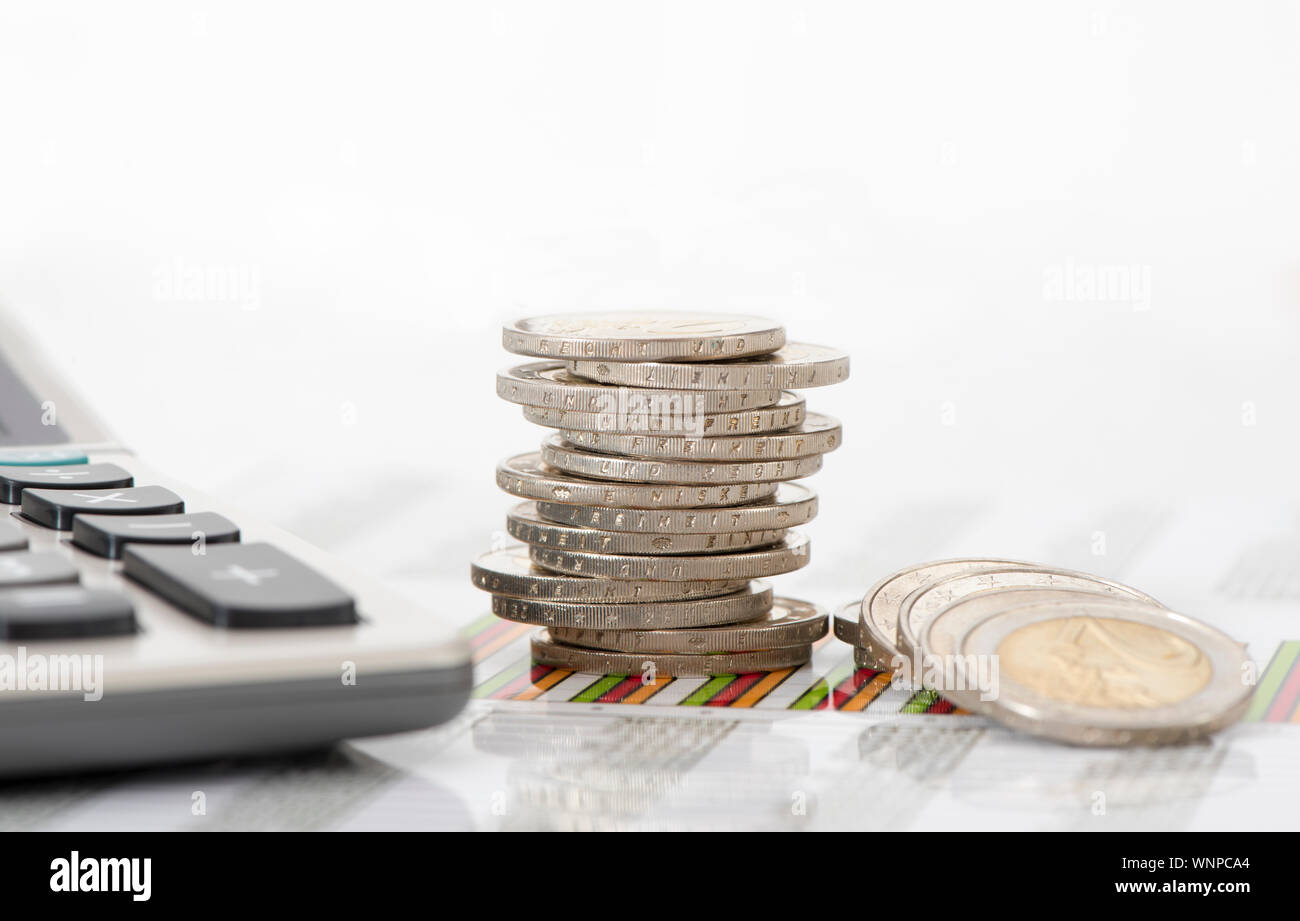 stacked coins of european currency Euro Stock Photo - Alamy