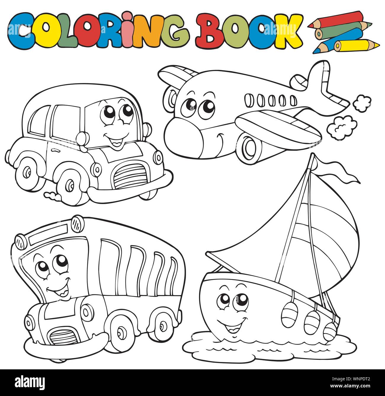 Coloring book with various vehicles Stock Vector Image & Art - Alamy