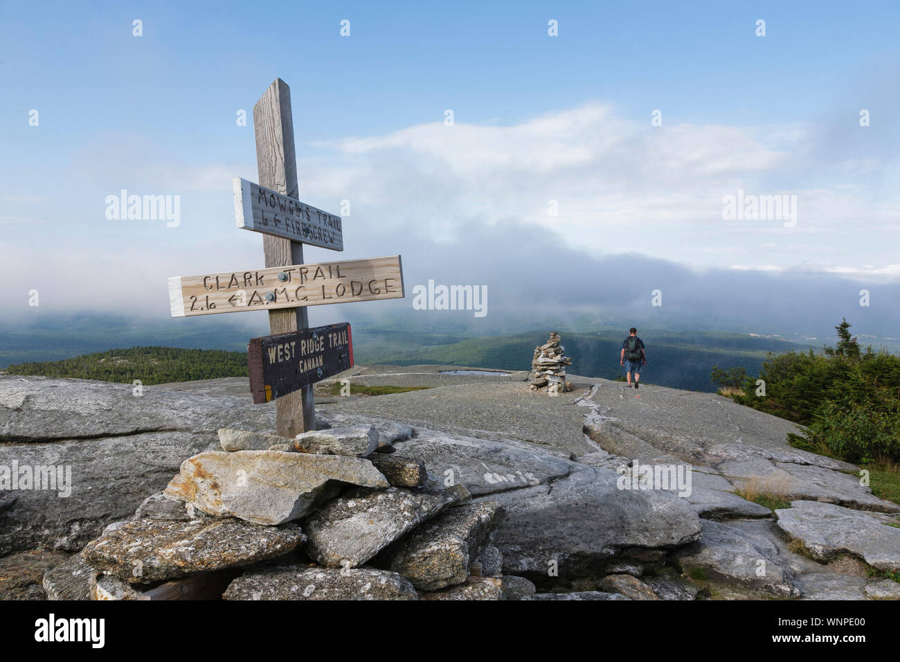 West Ridge and Clark Trail Juncition near the summit of Mount Cardigan ...