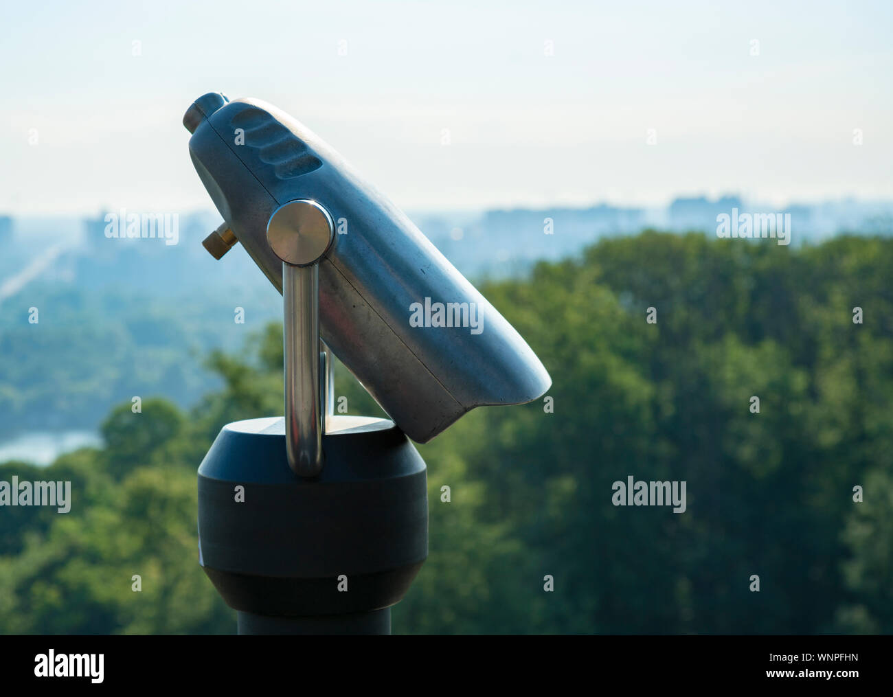 Observation deck with a stationary telescope Stock Photo - Alamy